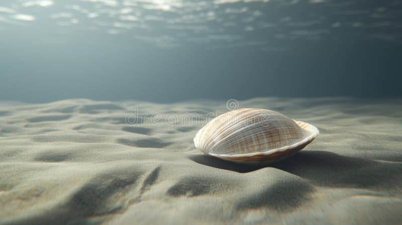 Seashell Lies Sandy Beach Ocean Visible Background Stock Photos - Free ...