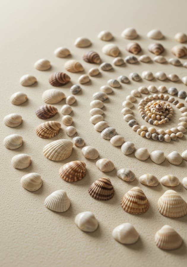 Seashell Mandala on Beige Sand Stock Illustration - Illustration of ...