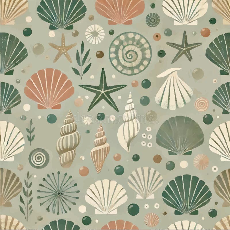 SEASHELL OCEAN BEACH BACKGROUND PRINT DESIGN in VECTOR Stock Vector ...