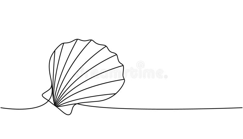 Sea Shell One Line Continuous Drawing. Tropical Underwater Shell ...