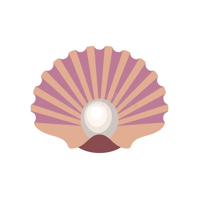 Seashell with Pearl. Flat Style Vector Illustration. Stock Vector ...