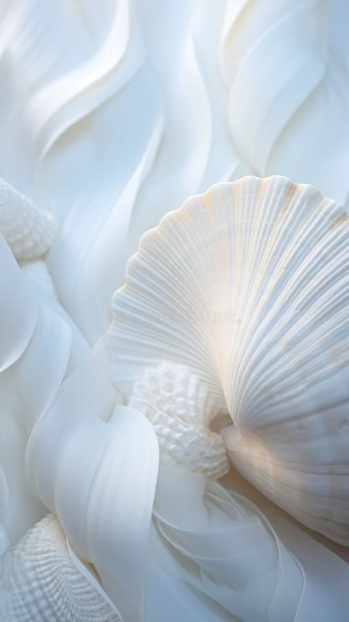 Seashell Pearl White in Soft Diffused Light on an Airy Fabric. Stock ...