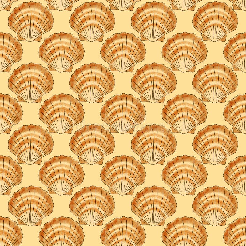Seashell Repeat Pattern, Cockleshell Seamless Tile for Graphic Design ...