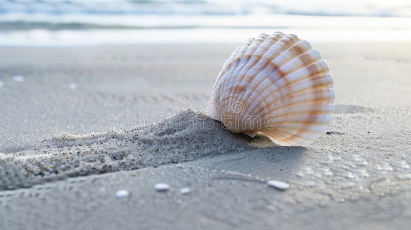 Seashell Resting on Sandy Beach Stock Image - Image of coastline ...