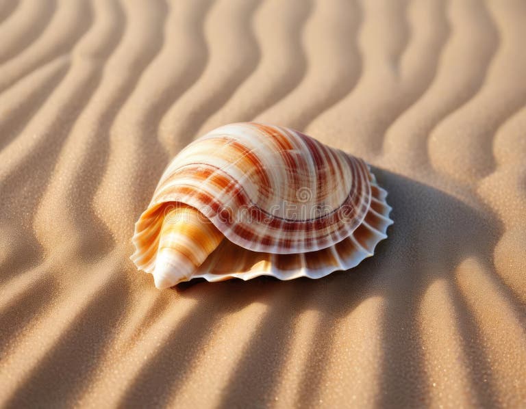 A Seashell Resting on a Sandy Beach, with the Textured Sand Creating a ...