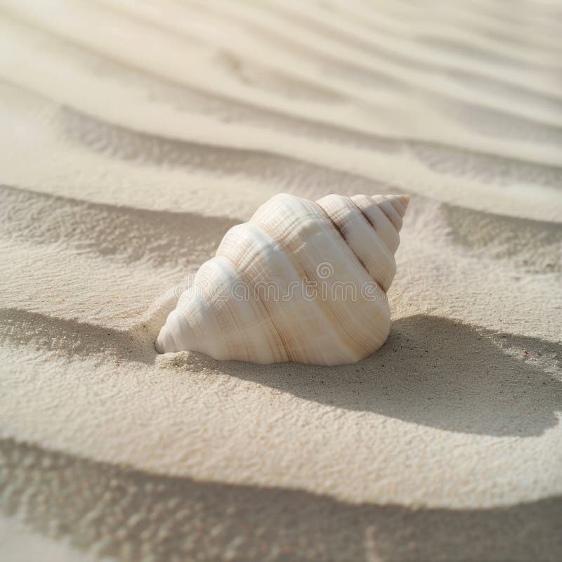 Seashell Resting on Smooth Sandy Beach Surface Stock Illustration ...