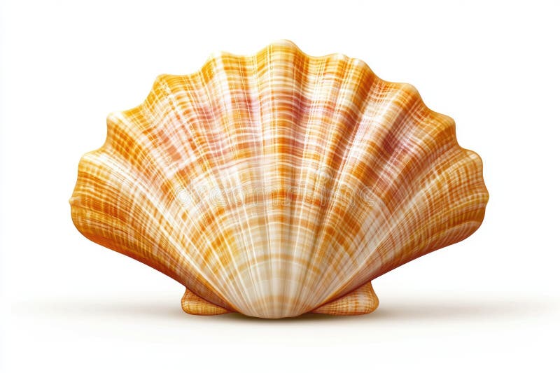 A Seashell Rests on a White Background with a Subtle Shadow Stock Image ...