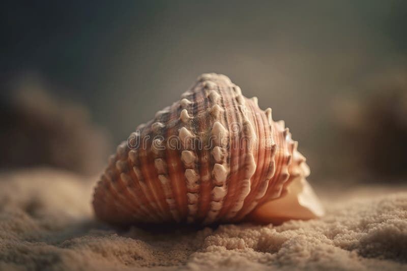 A Seashell on a Sandy Beach with a Blurry Background Stock Illustration ...