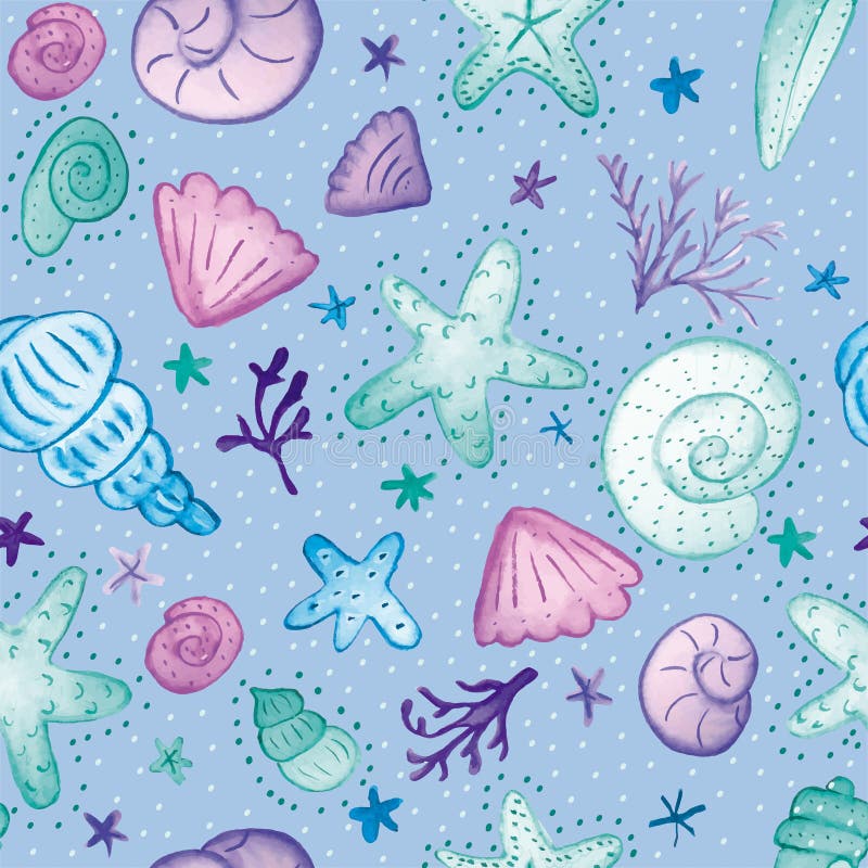 Seashell Seamless Repeat Pattern Tile Stock Illustration - Illustration ...