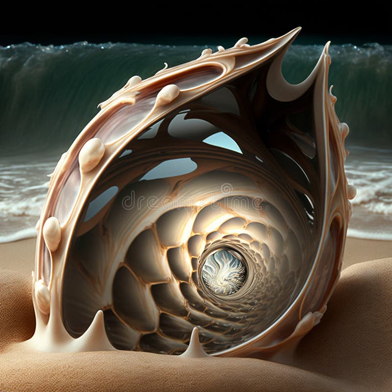 Seashell on the Seashore, Abstract Shape, Generative Ai Stock ...