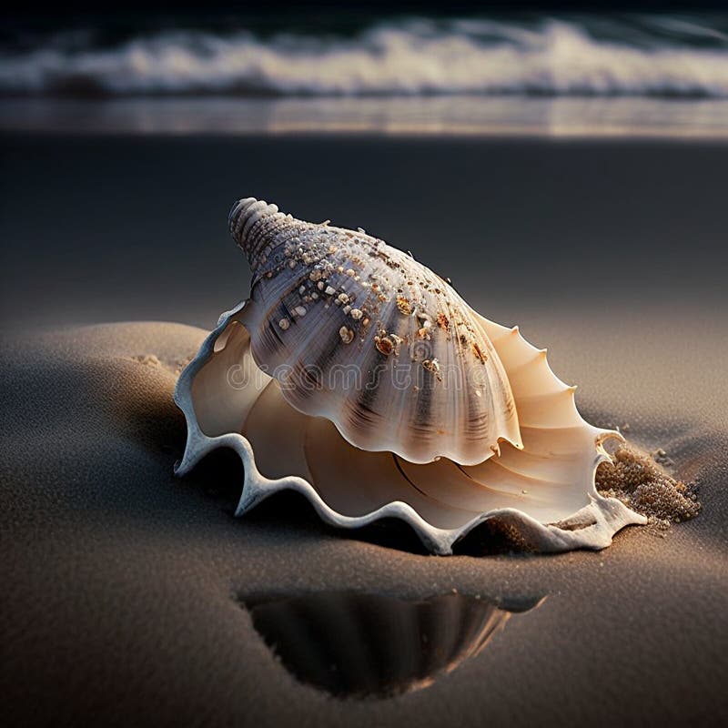 Seashell on the Seashore, Abstract Shape, Generative Ai Stock ...