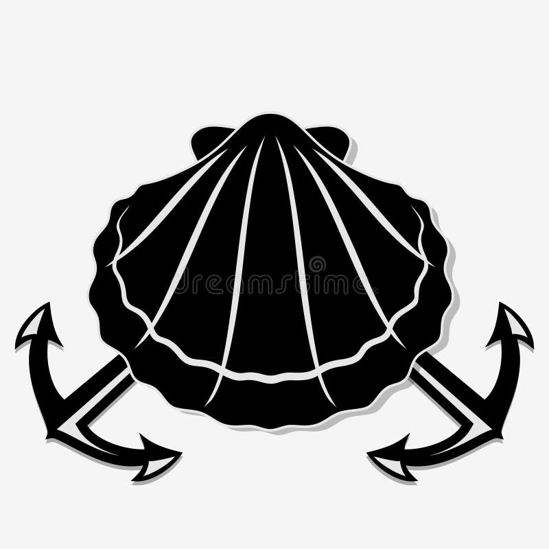 Seashell, Shellfish and Crossed Nautical Anchors. Stock Vector ...