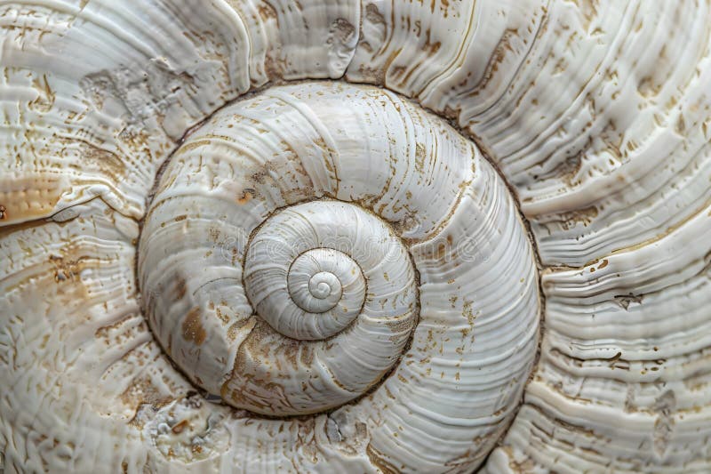 Seashell Spiral, Close-Up View of a Nautilus Shell S Intricate, Whitish ...