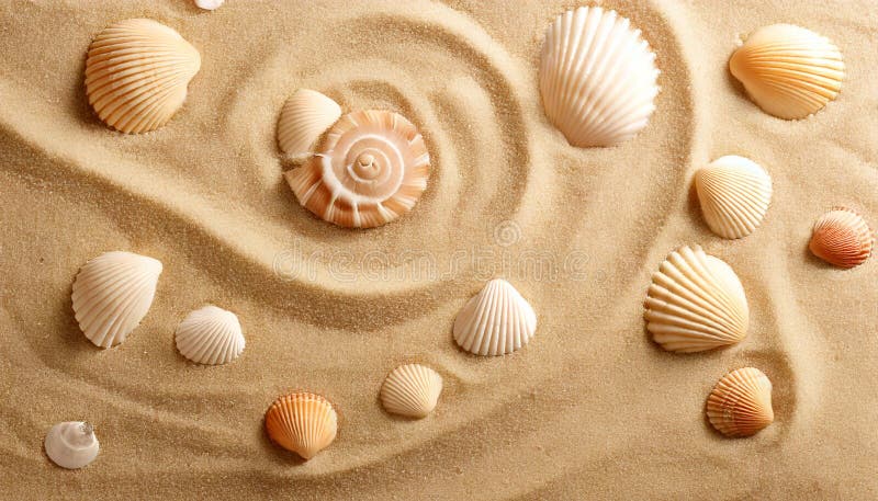Seashell Spirals and Sand Patterns in Aerial Organic Composition Stock ...