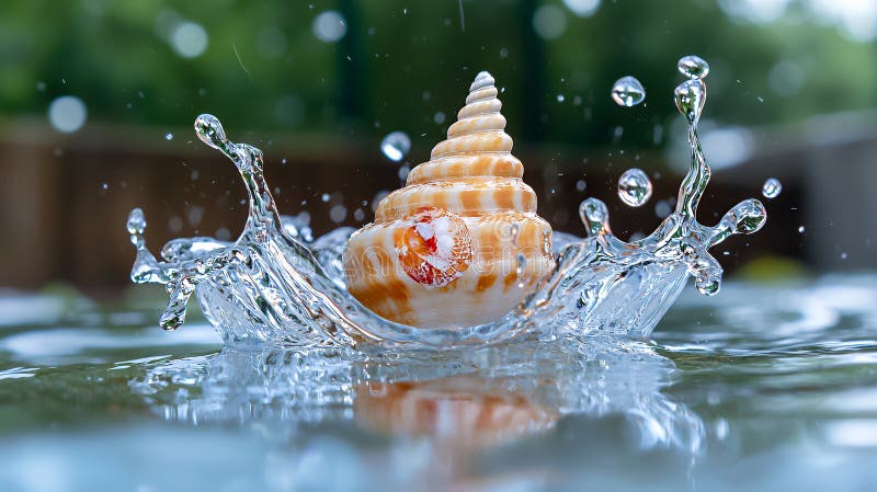 Seashell Splashing in Water Creating a Dynamic and Refreshing Scene ...
