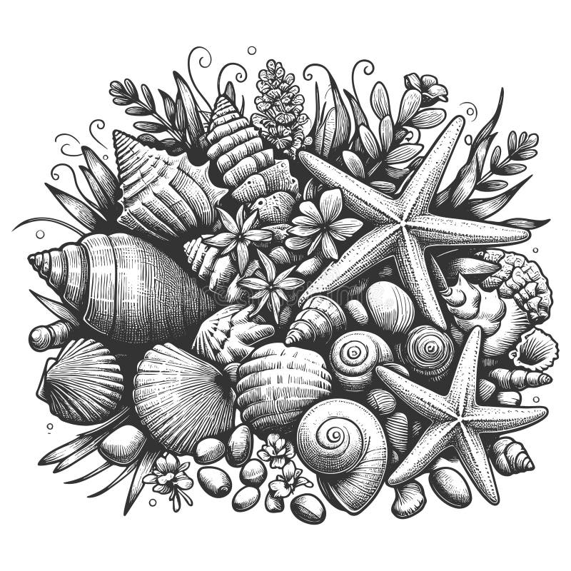 Seashell and Starfish Beach Collection Vector Stock Vector ...