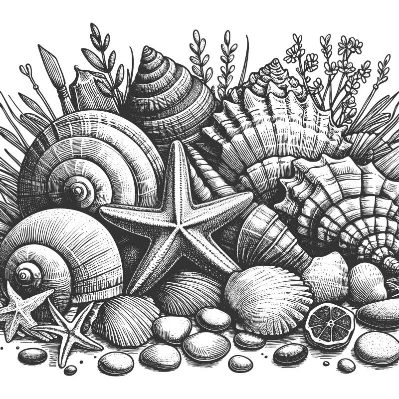 Seashell and Starfish Beach Collection Vector Stock Vector ...
