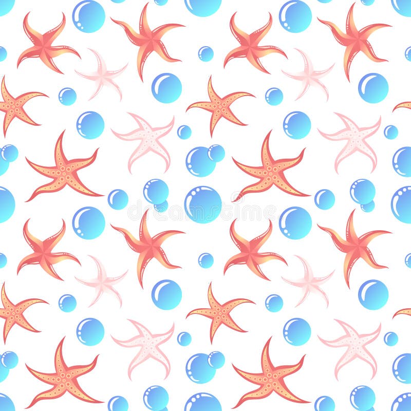 Seashell and Starfish Seamless Pattern Stock Vector - Illustration of ... Seashell and Starfish Seamless Pattern Stock Vector - Illustration of ...