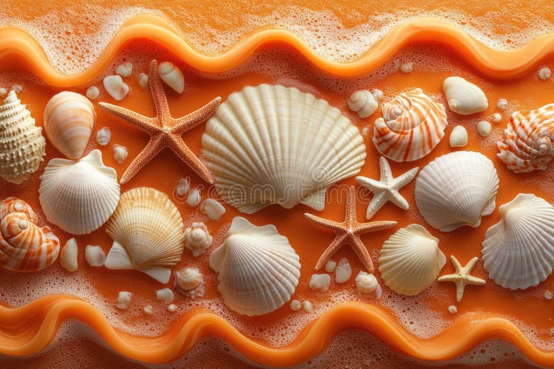 Seashell and Starfish Summer Vacation Greeting Card Frame on Apricot ...