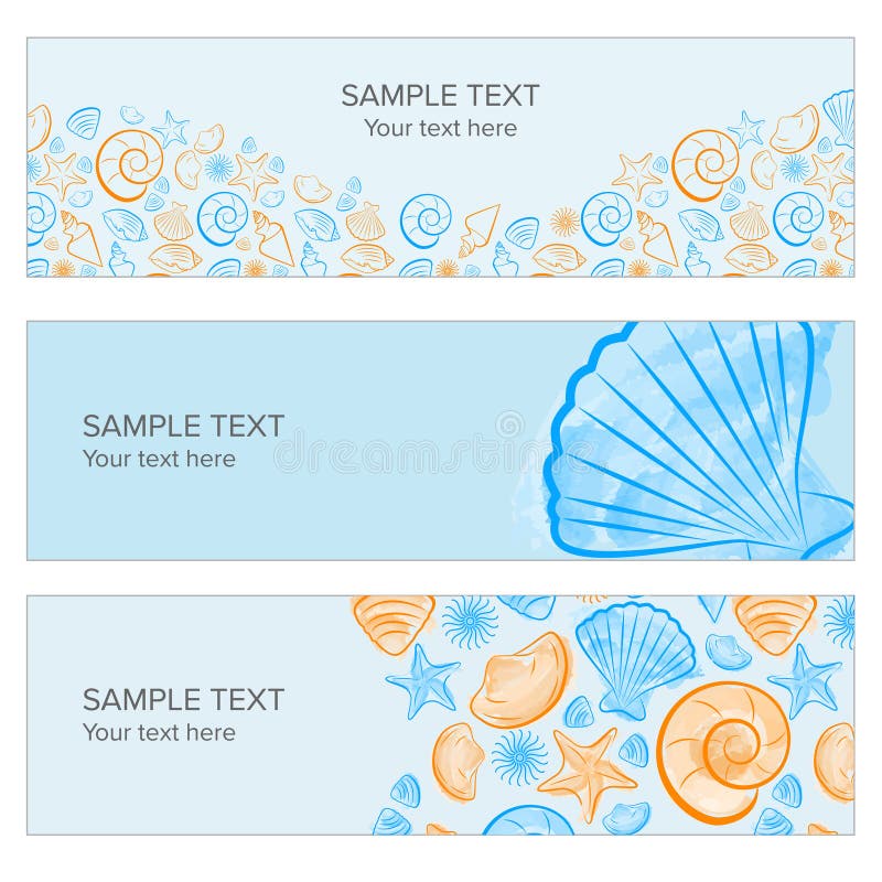 Seashell summer banner stock vector. Illustration of draw - 69244464