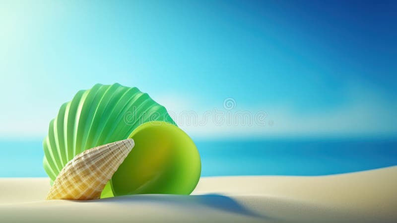 Seashell on the Summer Beach in Sea Water. Summer Background. Summer ...
