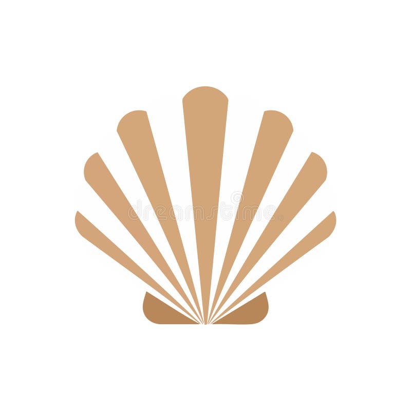 Seashell Vector Illustration in Beige Tones with Symmetrical Design and ...