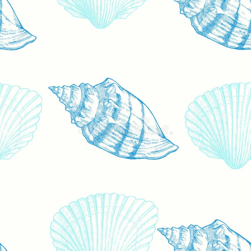 Seashell. Vector Seamless Pattern Stock Vector - Illustration of flavor ...