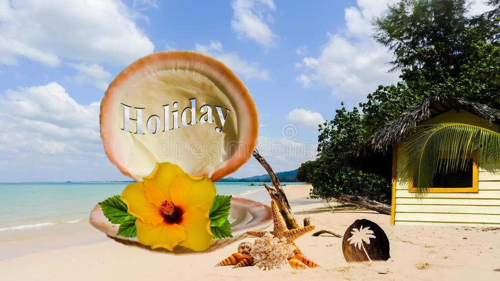 Seashell with Writing on the Stand Stock Photo - Image of walkway ...