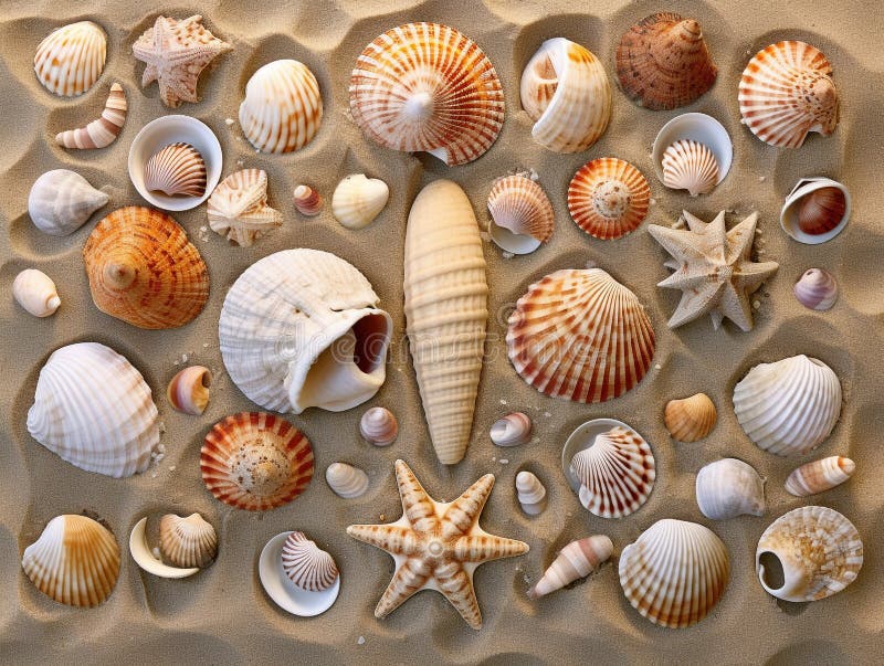 Seashells background stock illustration. Illustration of artifacts ...