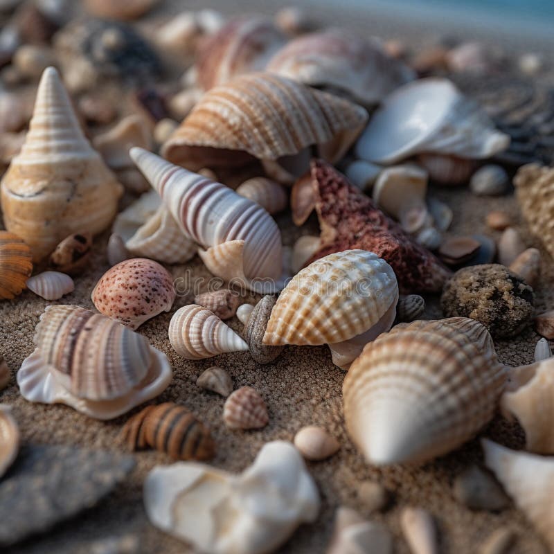 Seashells background stock illustration. Illustration of sandy - 281941292