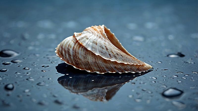 Seashells on the Beach with Moonlight Reflection Stock Illustration ...