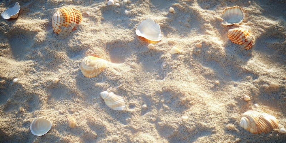 Seashells Beach Sand Texture Background Image Stock Illustration ...