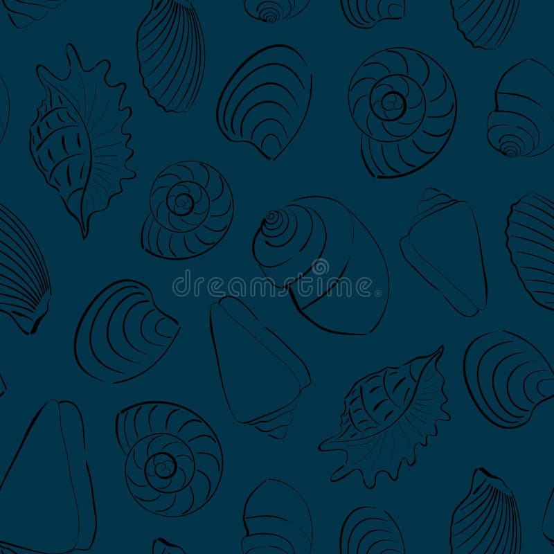 Seashells Blue Seamless Background Stock Vector - Illustration of aqua ...