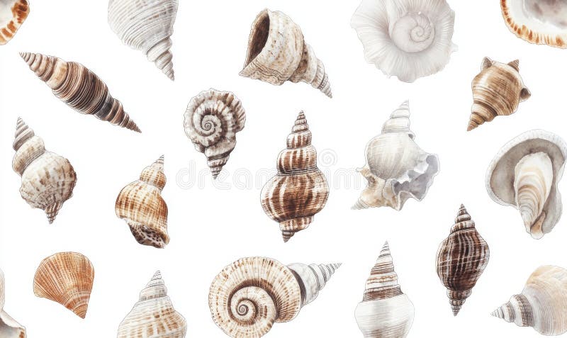 Seashells Come in Diverse Shapes, Colors, and Patterns, Set Against a ...