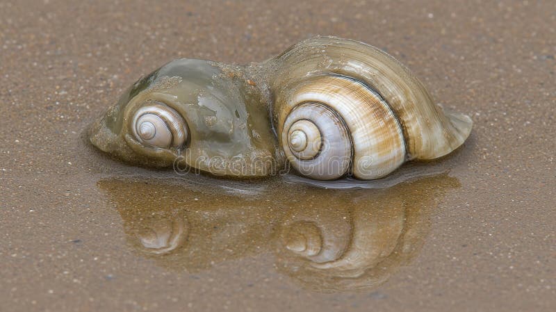 Seashells Couple Beach Reflection Nature Wet Sand Stock Photos - Free ...