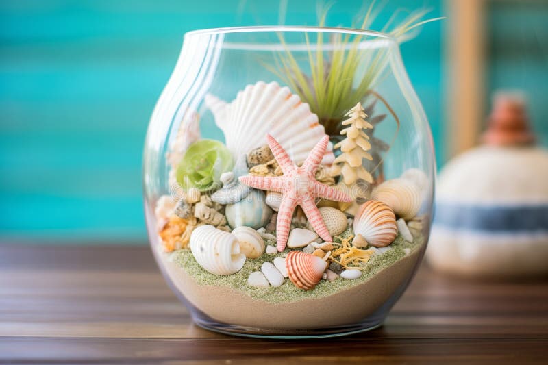Seashells Decoration in a Beach-theme Terrarium Stock Image - Image of ...