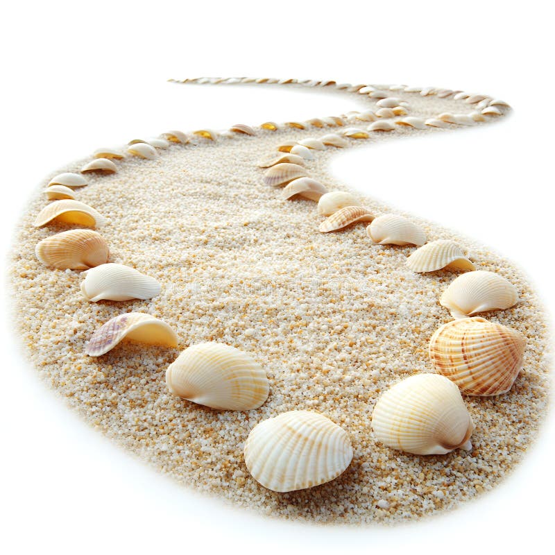 Seashells Form a Path on Sand Stock Illustration - Illustration of ...