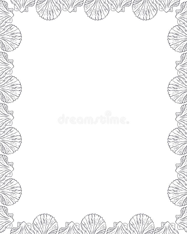 Seashells Frame. Sea and Ocean Design Vertical Template Summer or Beach ... Seashells Frame. Sea and Ocean Design Vertical Template Summer or Beach ...