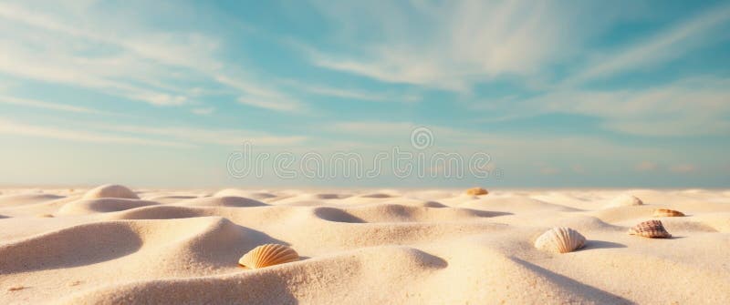 Seashells are Lying on a Sandy Beach on a Sunny Day, Offering Copy ...