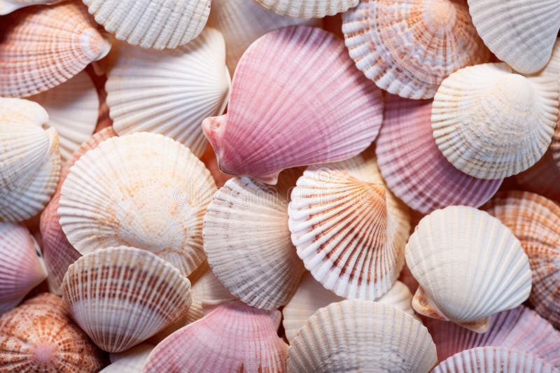 Seashells Macro Background. Sshells Have Different Shapes, Colors and ...