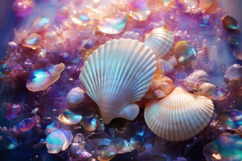 Seashells Macro Background. Sshells Have Different Shapes, Colors and ...