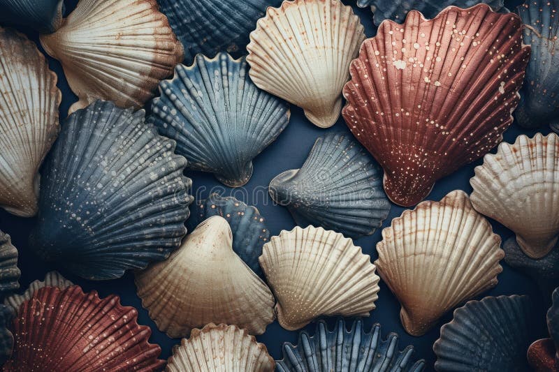 Seashells Macro Background. Sshells Have Different Shapes, Colors and ...