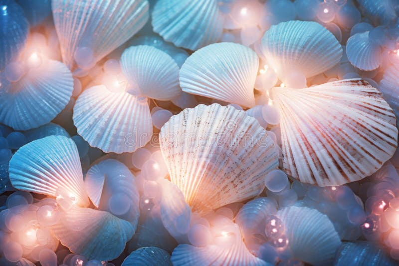 Seashells Macro Background. Sshells Have Different Shapes, Colors and ...