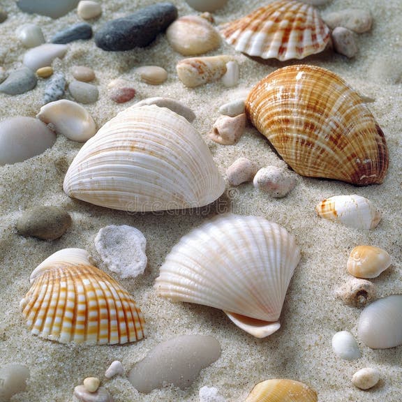 Seashells on the Sand. Collage for Design Stock Illustration ...