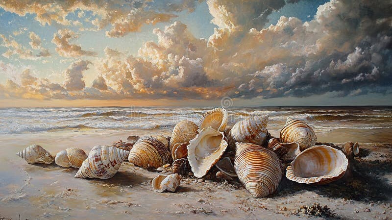 Painting Shells Seashells Beach Sunset Stock Photos - Free & Royalty ...