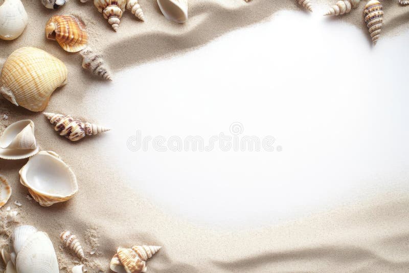 Seashells Scatter on Sand Create Beachy Background and Coastal Backdrop ...