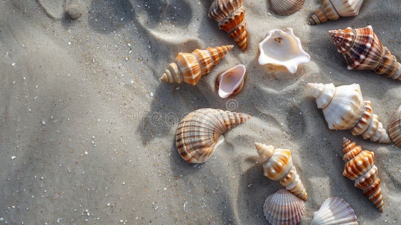 Seashells Scattered on Sandy Beach, Creating a Beautiful Natural ...
