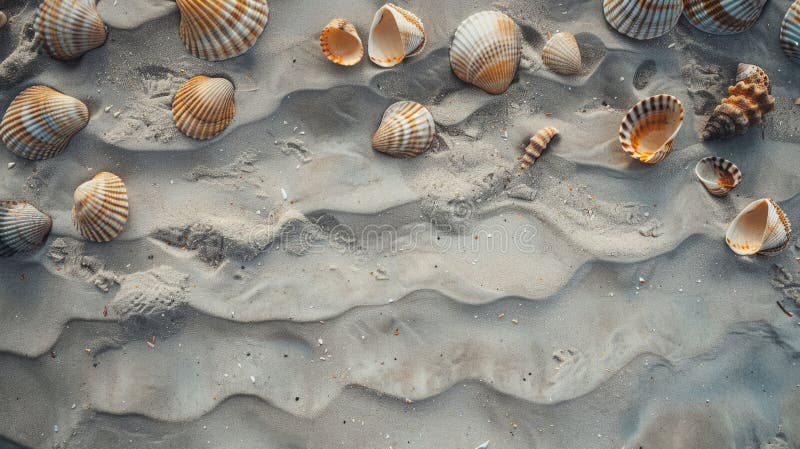 Seashells Scattered on Sandy Beach, Creating a Beautiful Natural ...