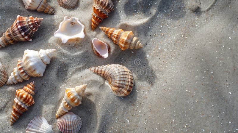 Seashells Scattered on Sandy Beach, Creating a Beautiful Natural ...