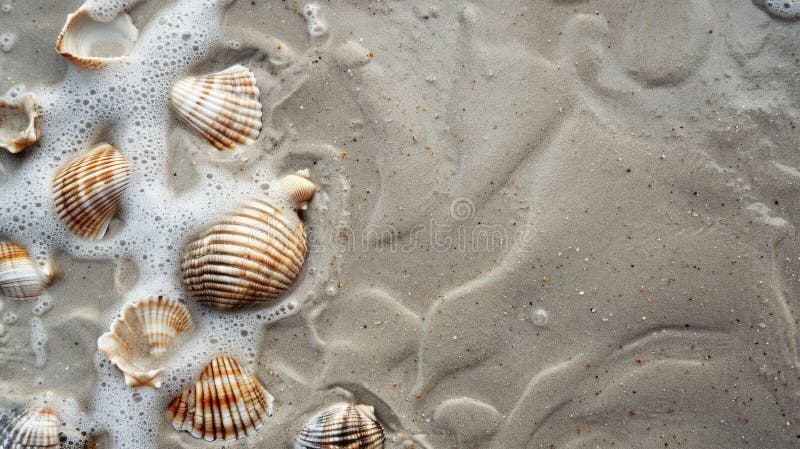 Seashells Scattered on Sandy Beach, Creating a Beautiful Natural ...